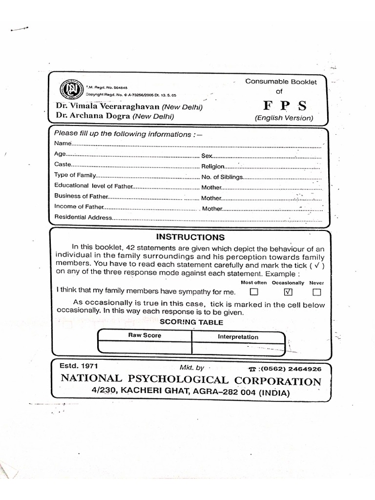 Family Pathology Scale | PDF