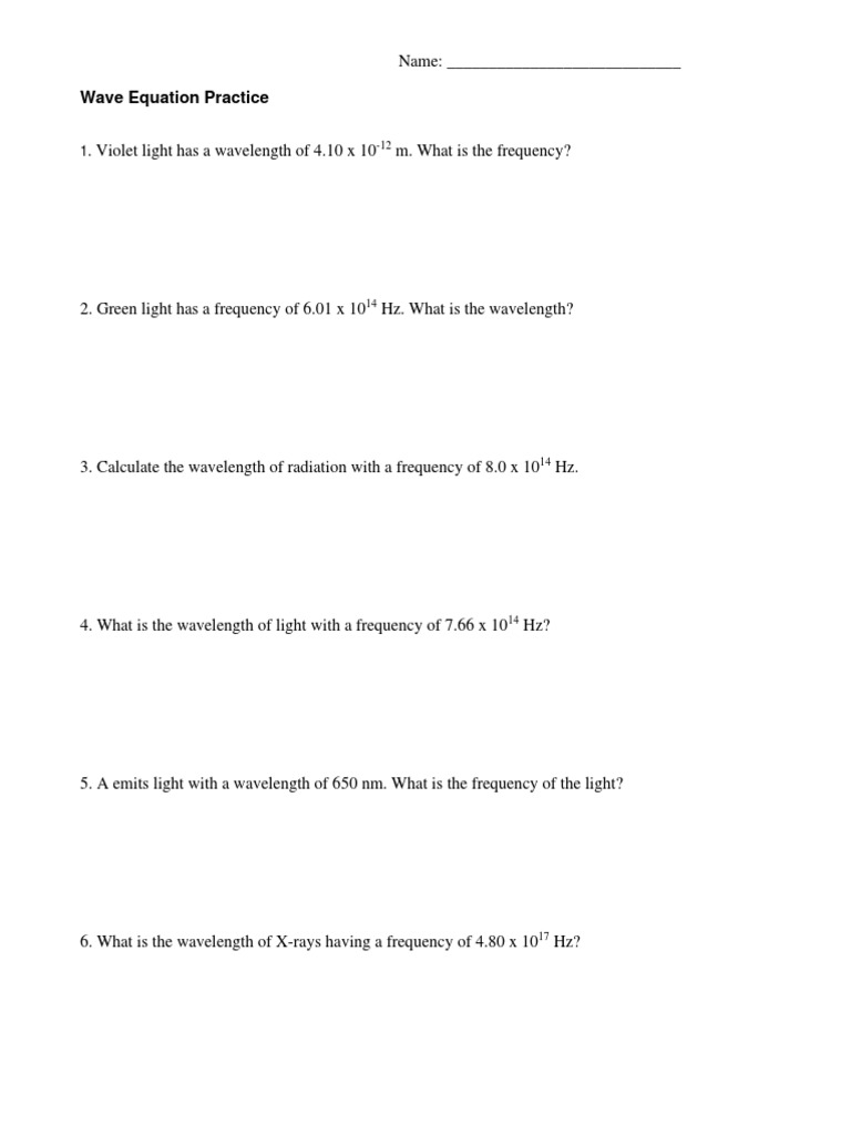Wave Equation Practice Problems | PDF
