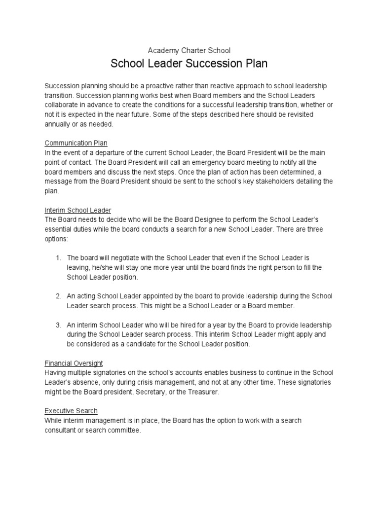 Academy Charter School Leadership Plan | PDF