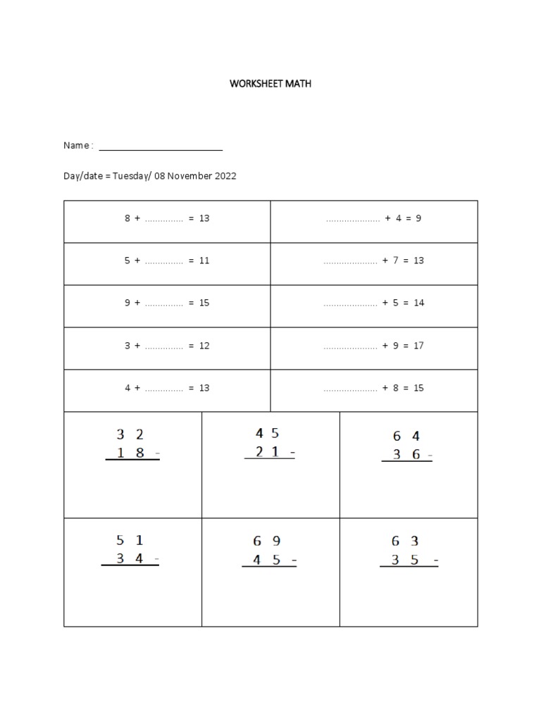 Worksheet Math Grade 1 | PDF