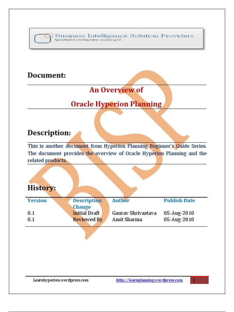Hyperion Planning Overview | PDF | Databases | Information Technology Management