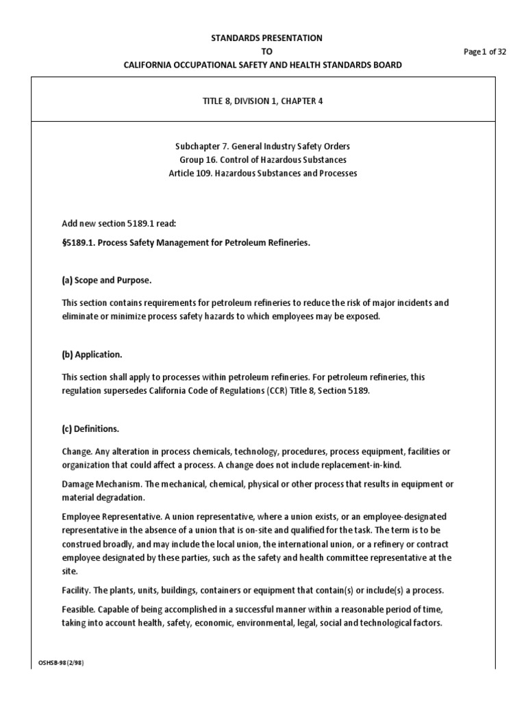 Process Safety Management For Petroleum Refineries Txtbrdconsider | PDF ...