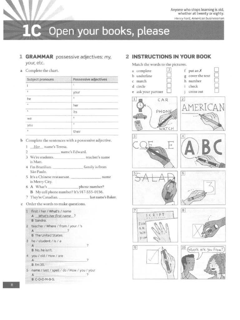 American English File Level 1 Unit 1C Workbook | Download Free PDF ...