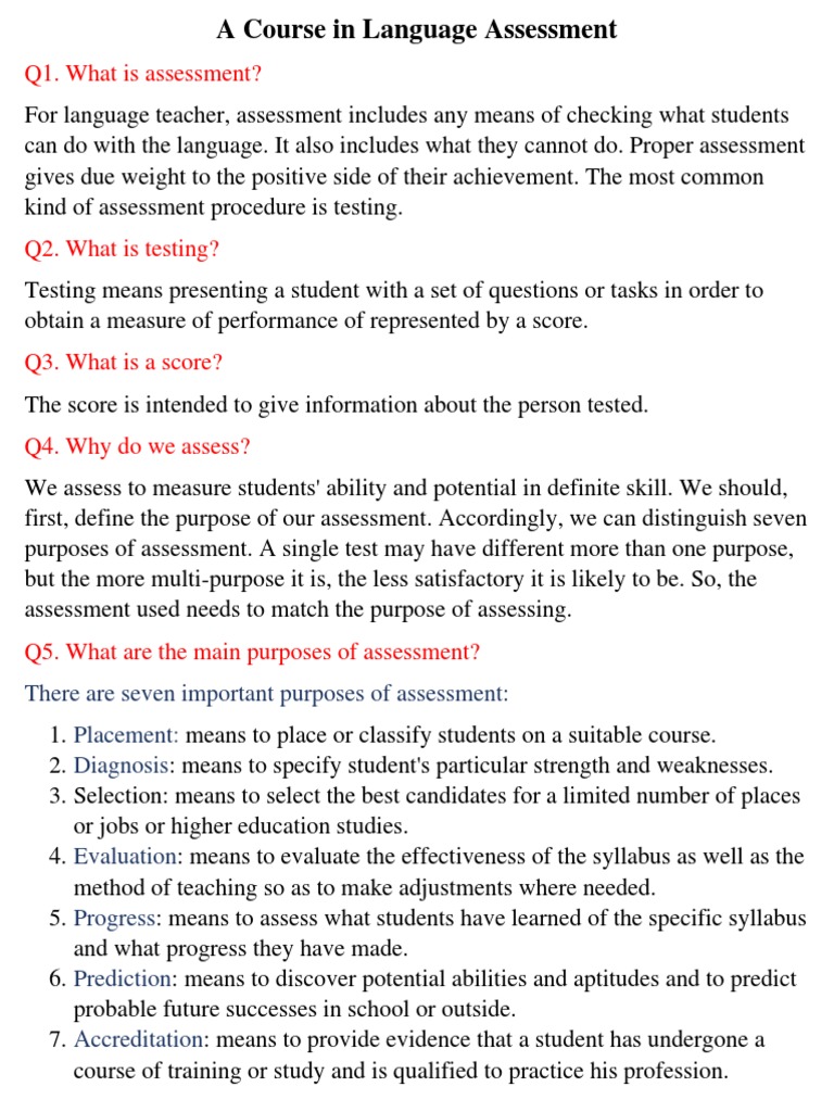 A Comprehensive Guide to Language Assessment: Purposes, Types ...