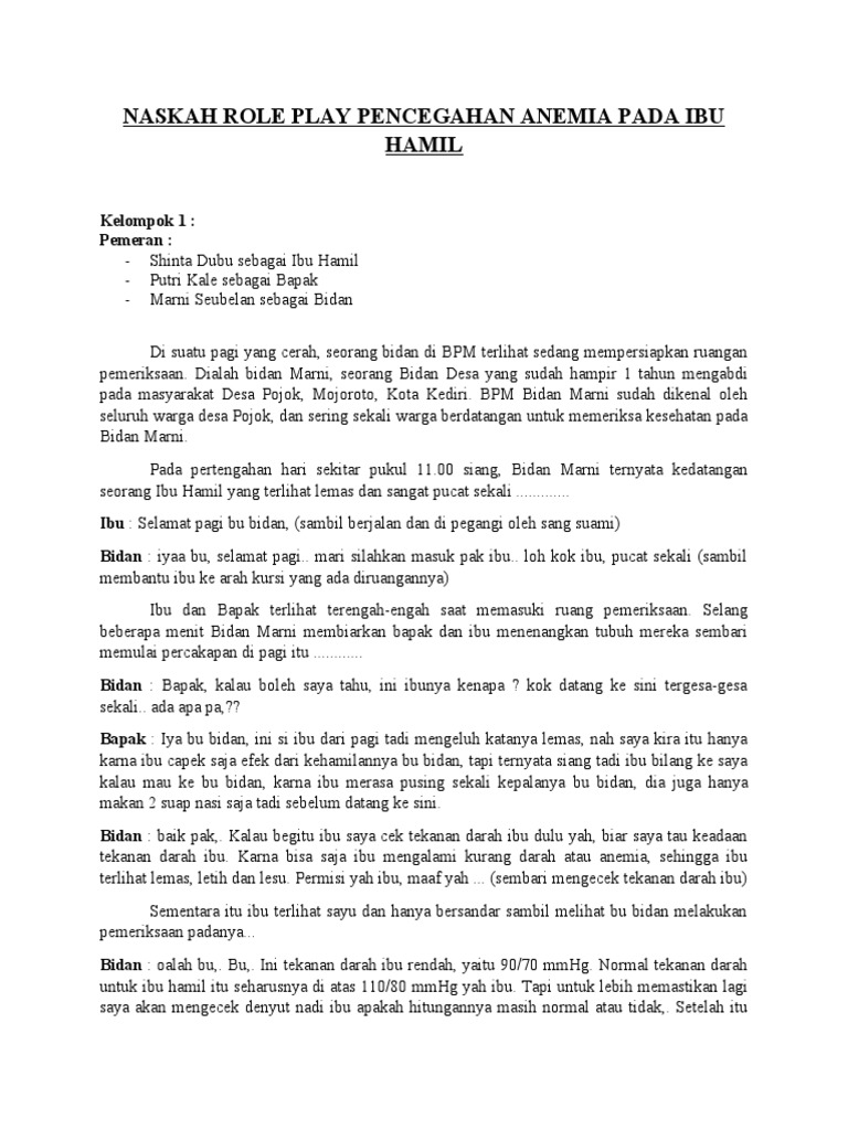 Naskah Role Play Anemia (B.Zia) | PDF