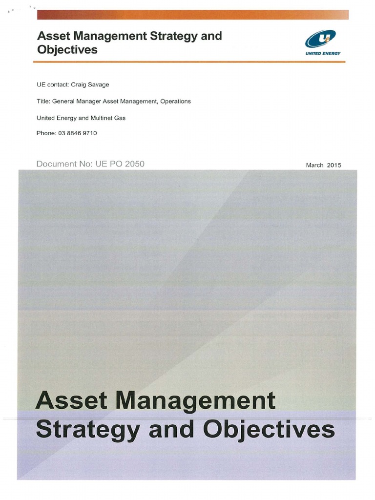 United Energy - Asset Management Strategy and Objectives - April 2015 | PDF
