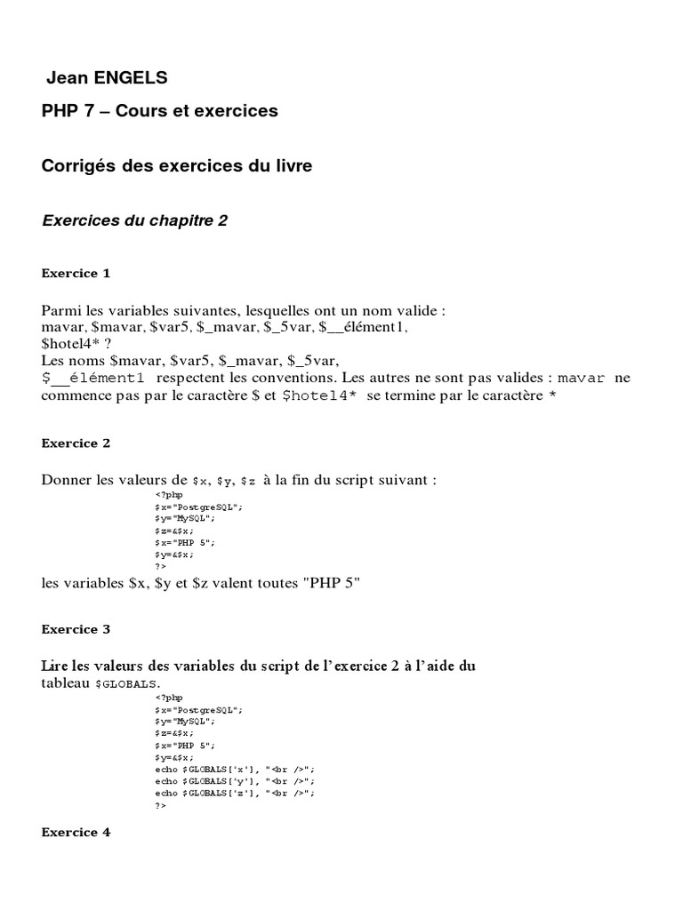 Exercice s Php 7 | PDF | PHP | Booléen