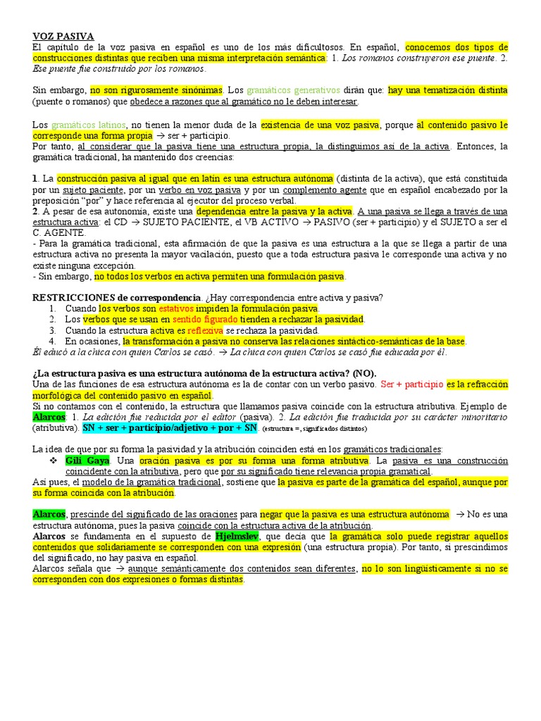 Tema 6. La Voz Pasiva. | PDF | Artes del lenguaje y disciplina