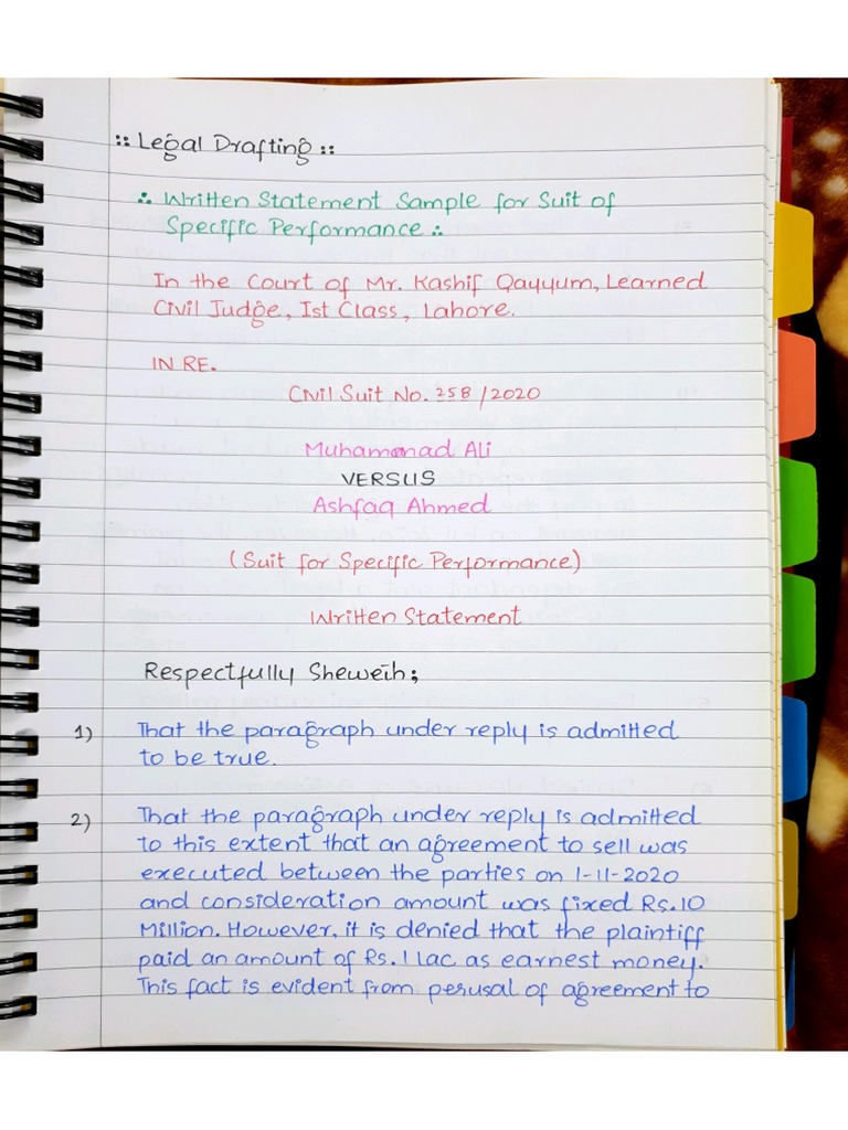 Legal Drafting - Written Statement 3 | PDF