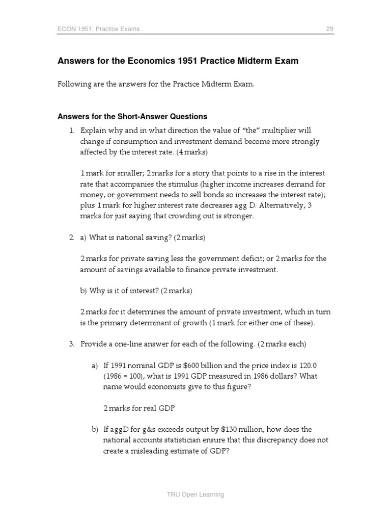 Practice Midterm Exam - Answer Key | PDF