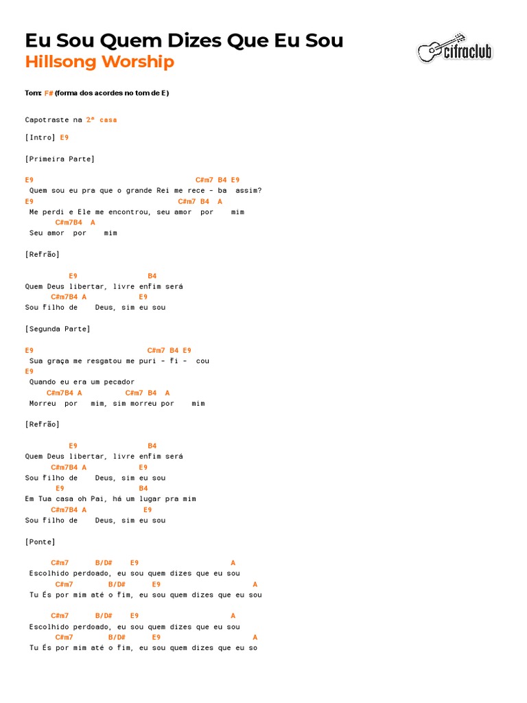 E - Cifra Club - Hillsong Worship - Eu Sou Quem Dizes Que Eu Sou | PDF
