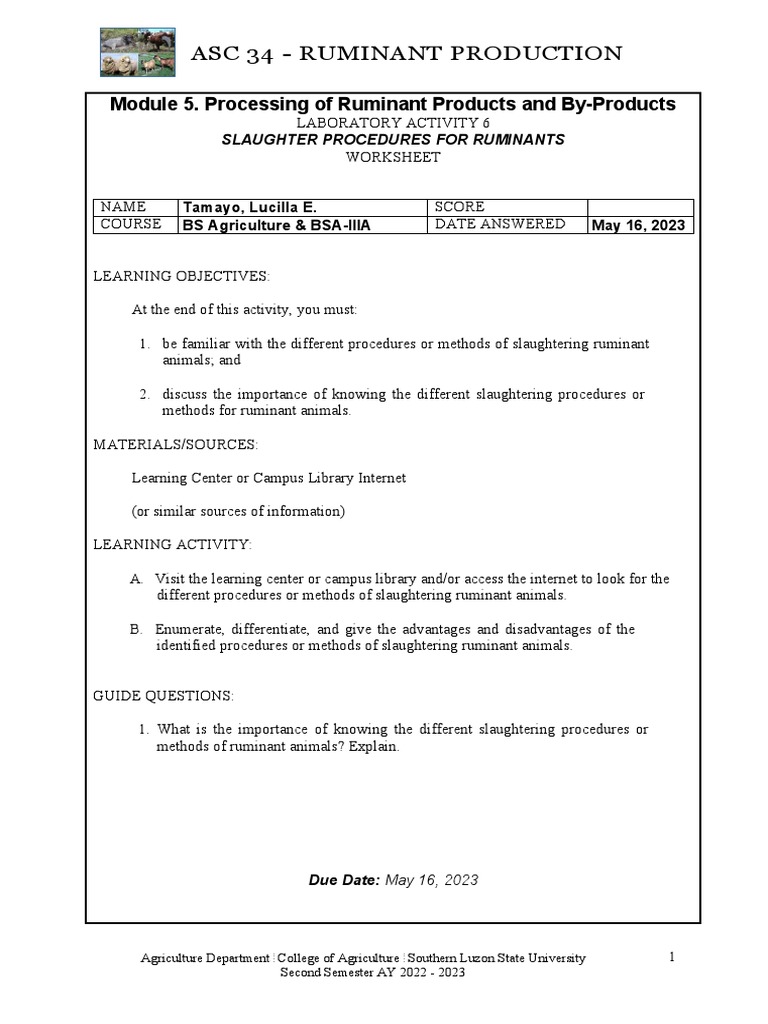ASC 34 Module 5 Laboratory Activity 6 7 | PDF | Wellness | Science ...
