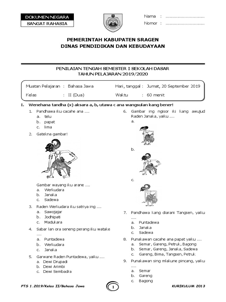 Bahasa Jawa Kelas 2 | PDF