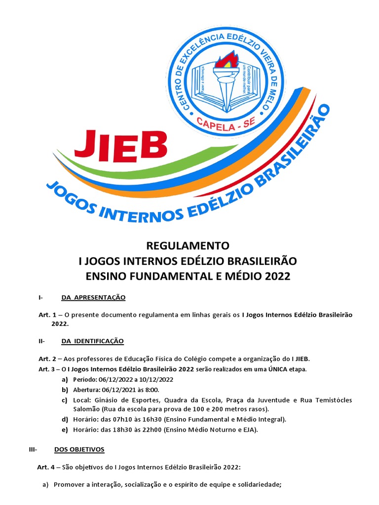 Modelo de Regulamento Jogos Internos | PDF