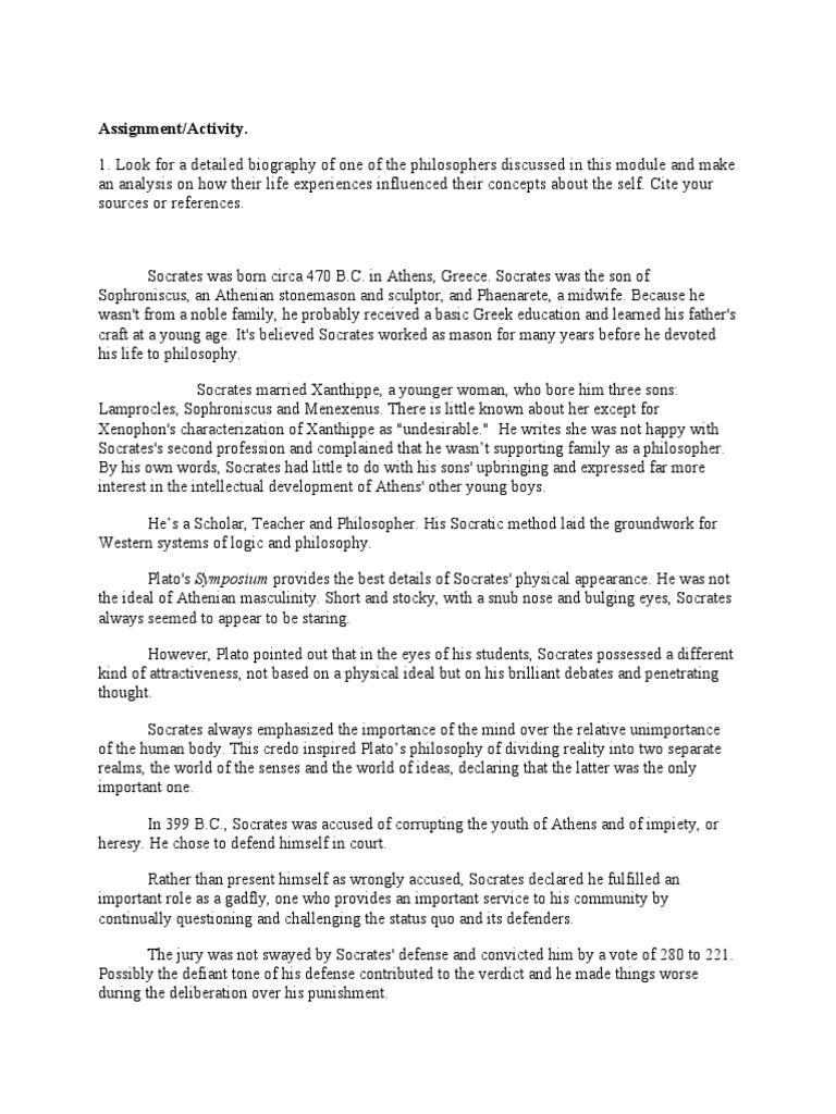 Uts Assignment 1 | PDF | Socrates | Philosophy Of Self