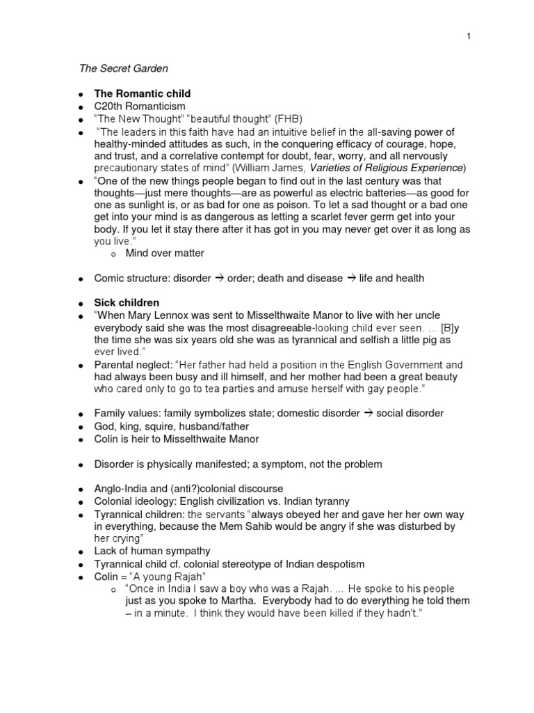 Secret Garden Outline | PDF | Hysteria | The Secret Garden