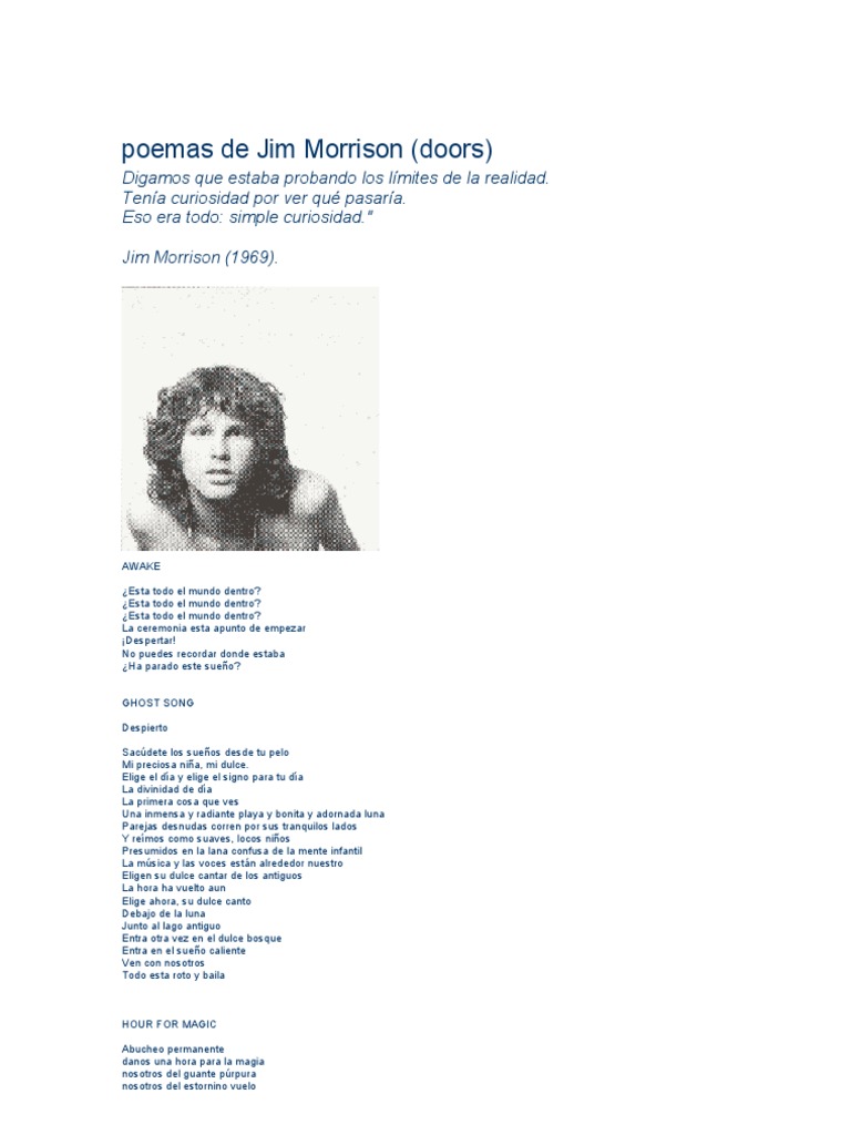 Poemas de Jim Morrison: Amor y Libertad | PDF | Naturaleza