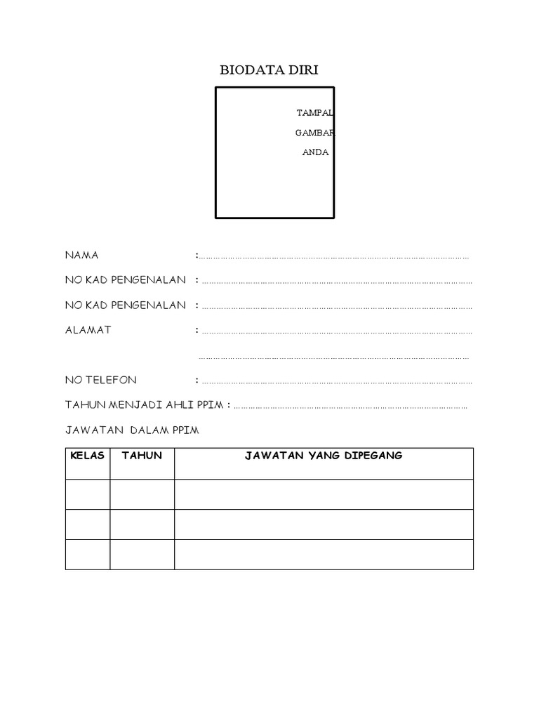 BIODATA DIRI PUTERI ISLAM | PDF