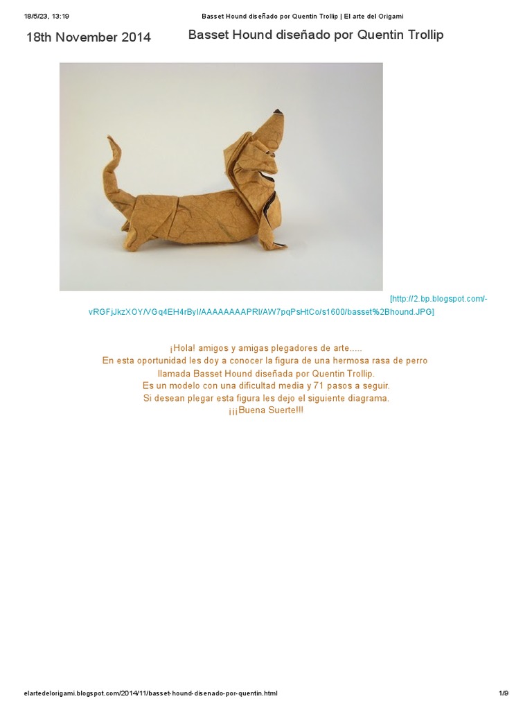 Basset Hound origami instructions | PDF
