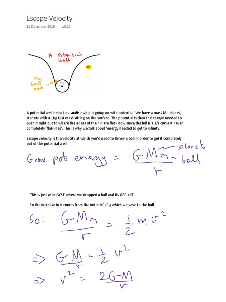 Escape Velocity | PDF