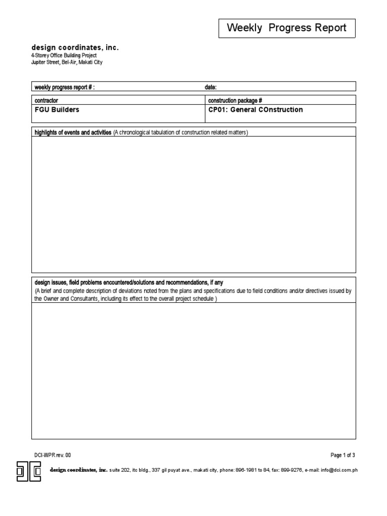 WPR-Weekly Progress Report | PDF