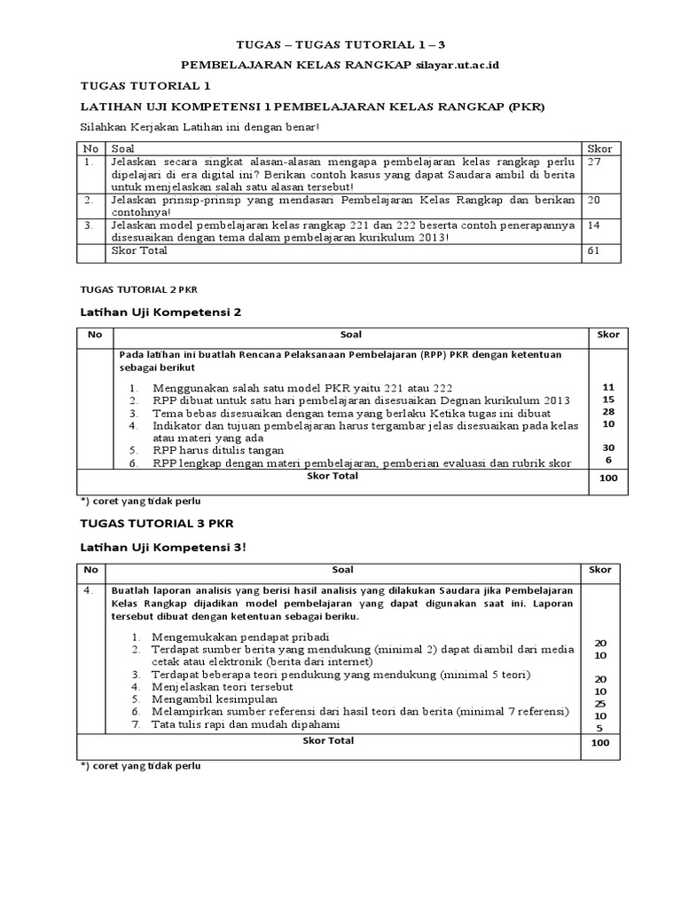 Tugas Tutorial 1, 2 Dan 3 PKR | PDF