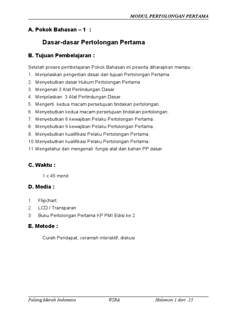 Modul Pertolongan Pertama PMI | PDF