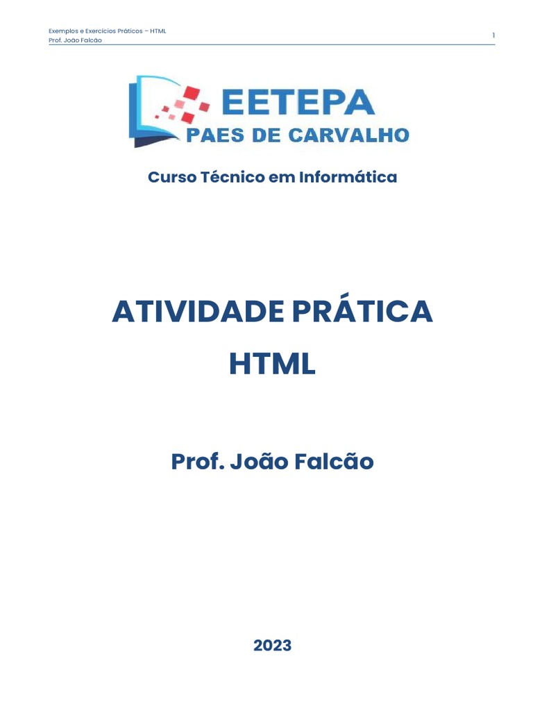 WEB - Atividade Prática HTML | PDF | Informática