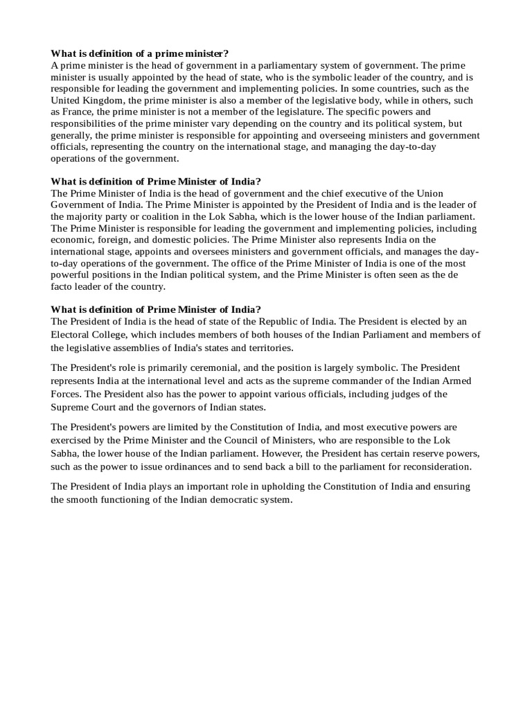 What Is Definition of PM | PDF | Governance | Government