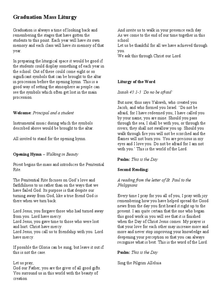 Graduation Mass 2 | PDF | Mass (Liturgy) | Eucharist