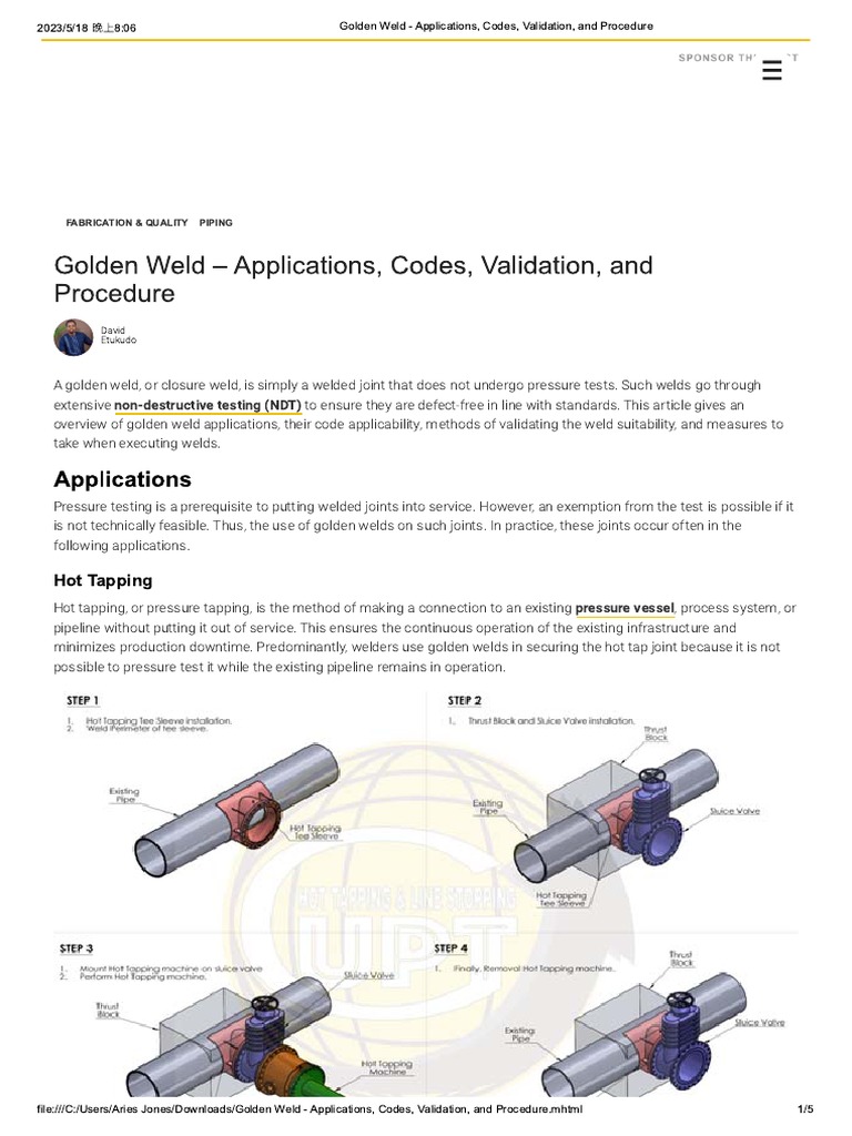 Golden Weld - Applications, Codes, Validation, and Procedure | PDF