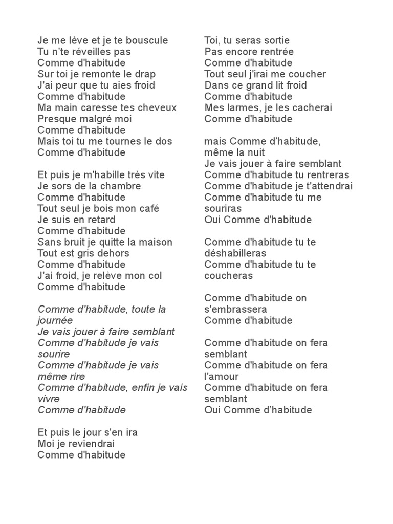 Comme D'habitude | PDF