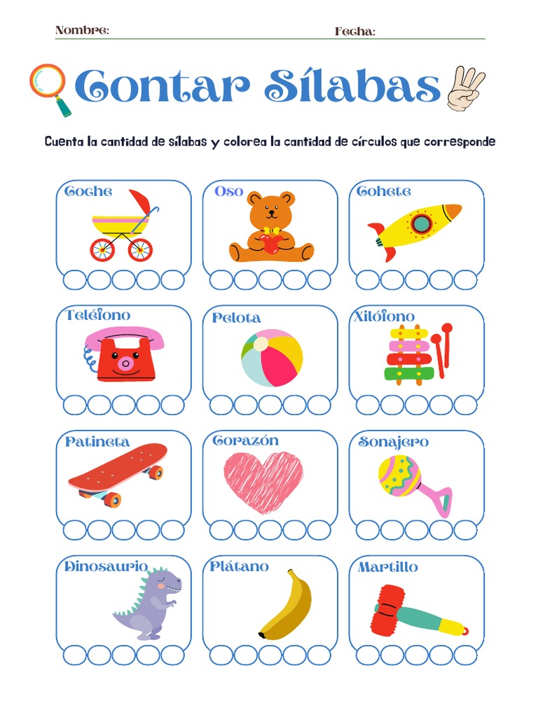 Fichas Para Contar Sílabas | PDF