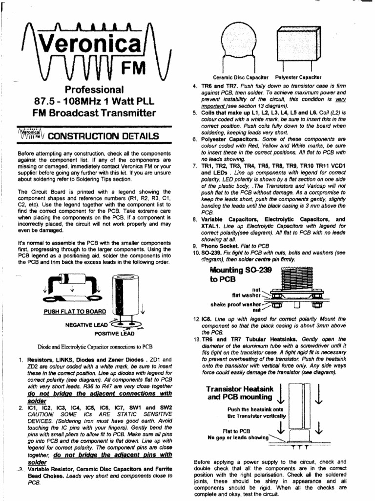 Veronica FM Transmitter Assembly Guide | PDF
