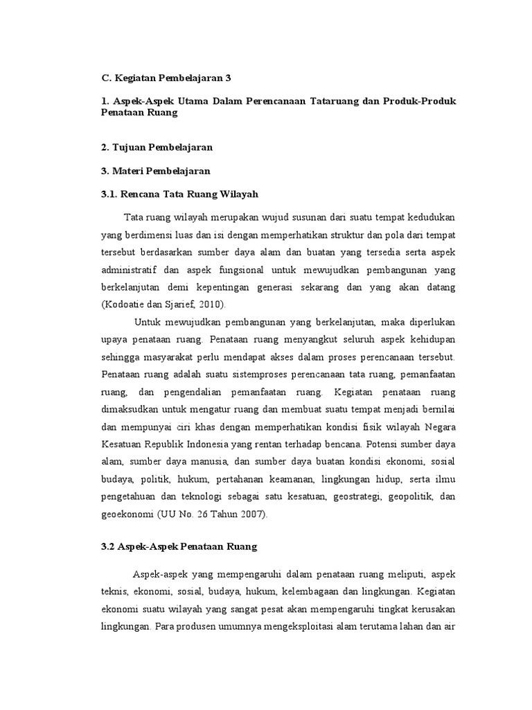 Aspek Utama Perencanaan Tata Ruang | PDF
