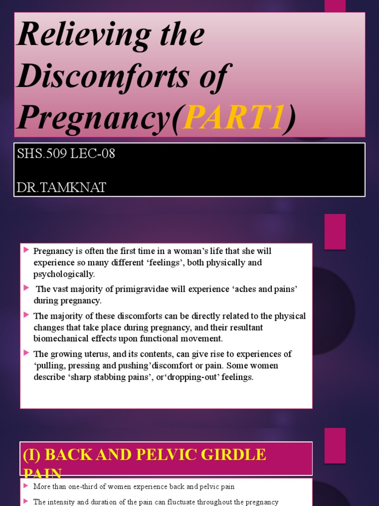 LECT 8 Relieving the discomforts of pregnancy part 1 (1) | PDF | Back Pain | Musculoskeletal System
