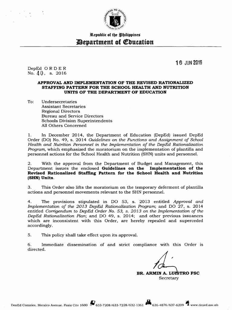 DepEd Order No. 40, S. 2016 | PDF