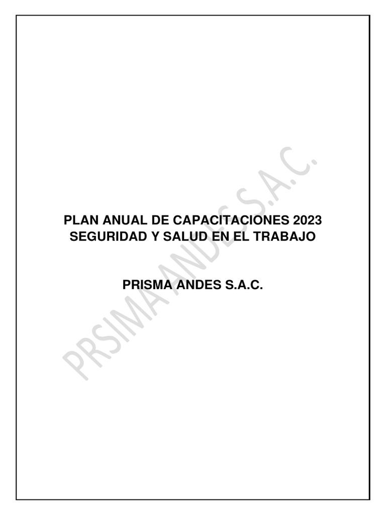 Plan Anual Capacitaciones SST - Prisma Andes 2023 | PDF