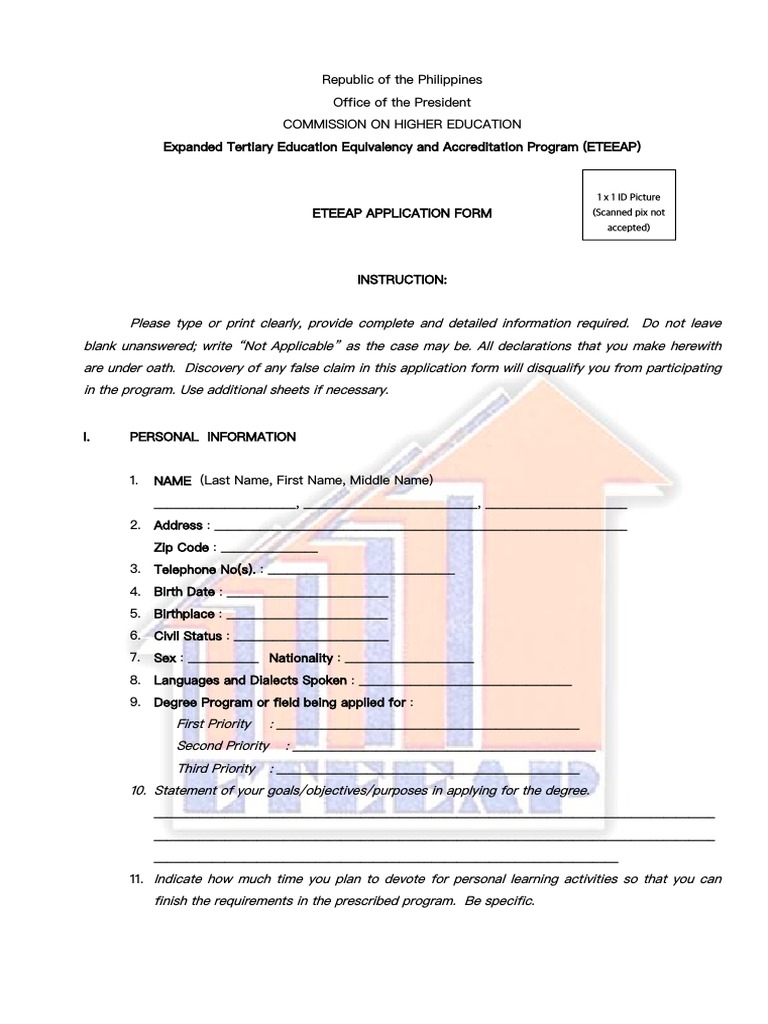 Ched Application Form Pdf Educational Assessment Academic Degree