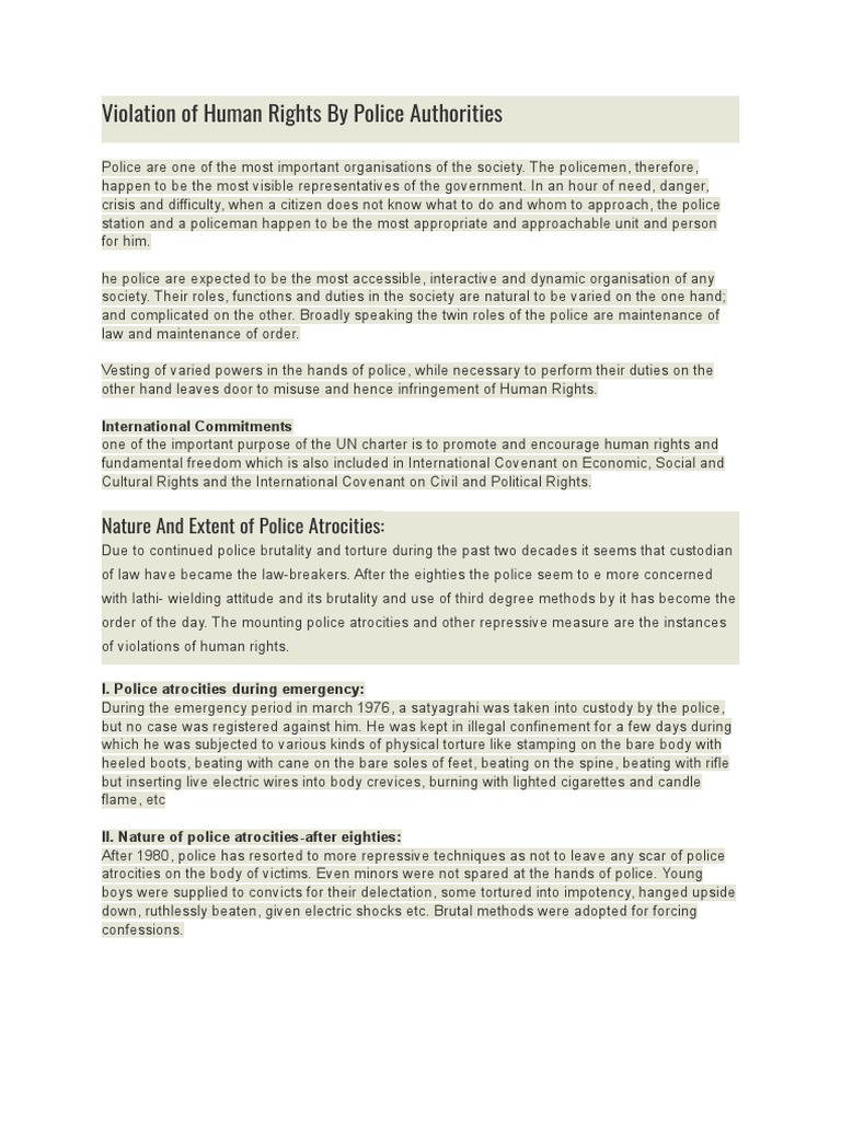 Police Atrocities | Download Free PDF | Arrest | Right To Silence