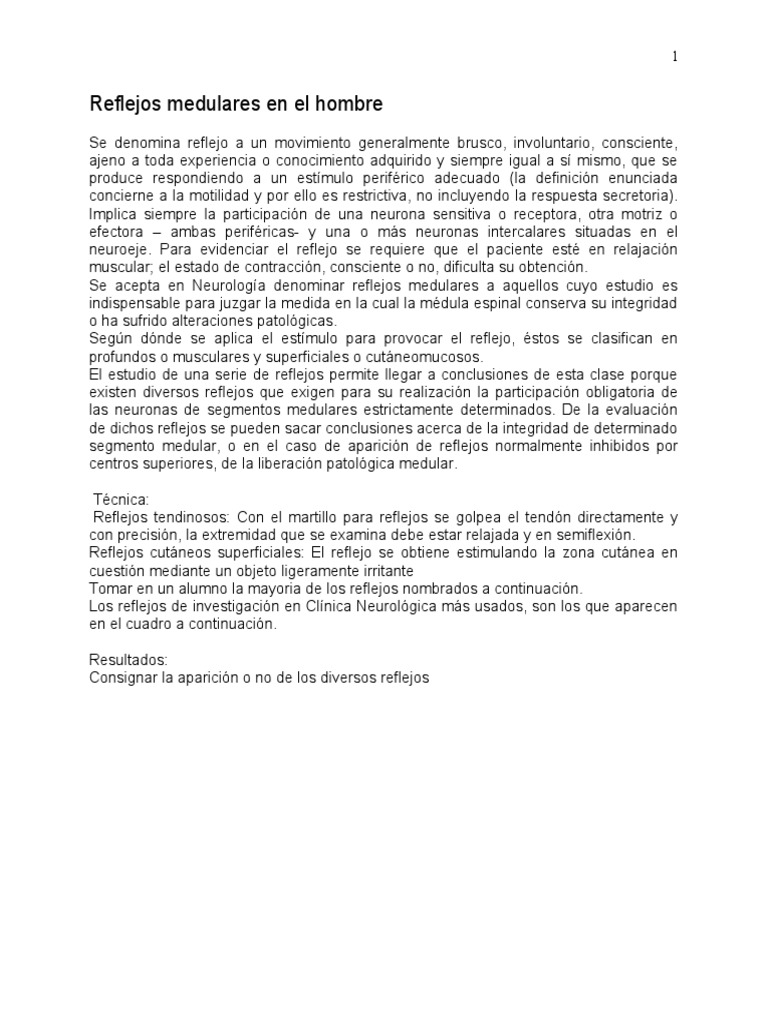Reflejos Medulares Humanos | PDF | Fisiología | Neurociencia
