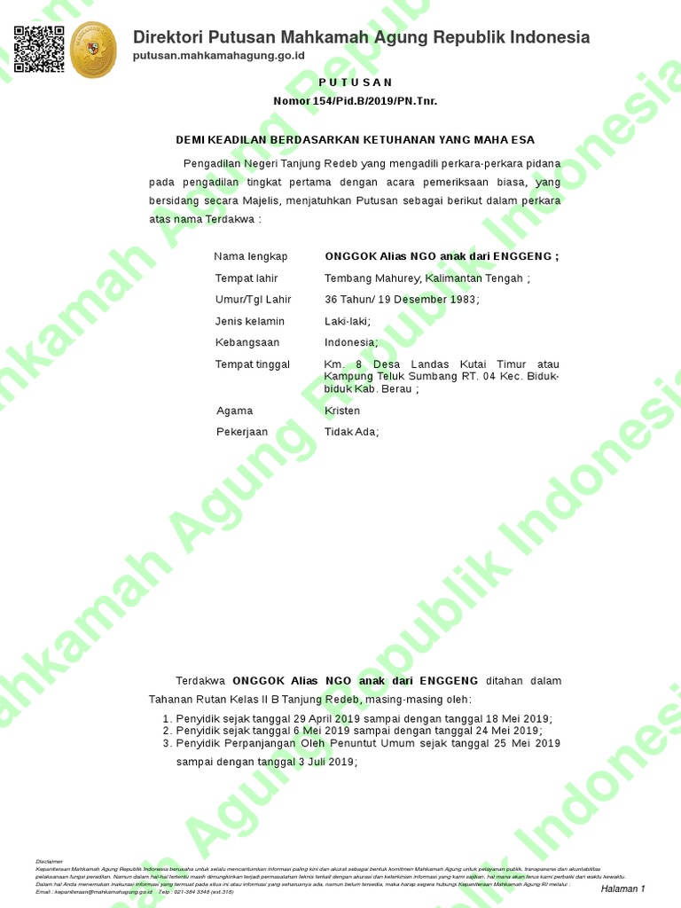 Putusan 154 Pid.b 2019 PN TNR 20230401203501 | PDF