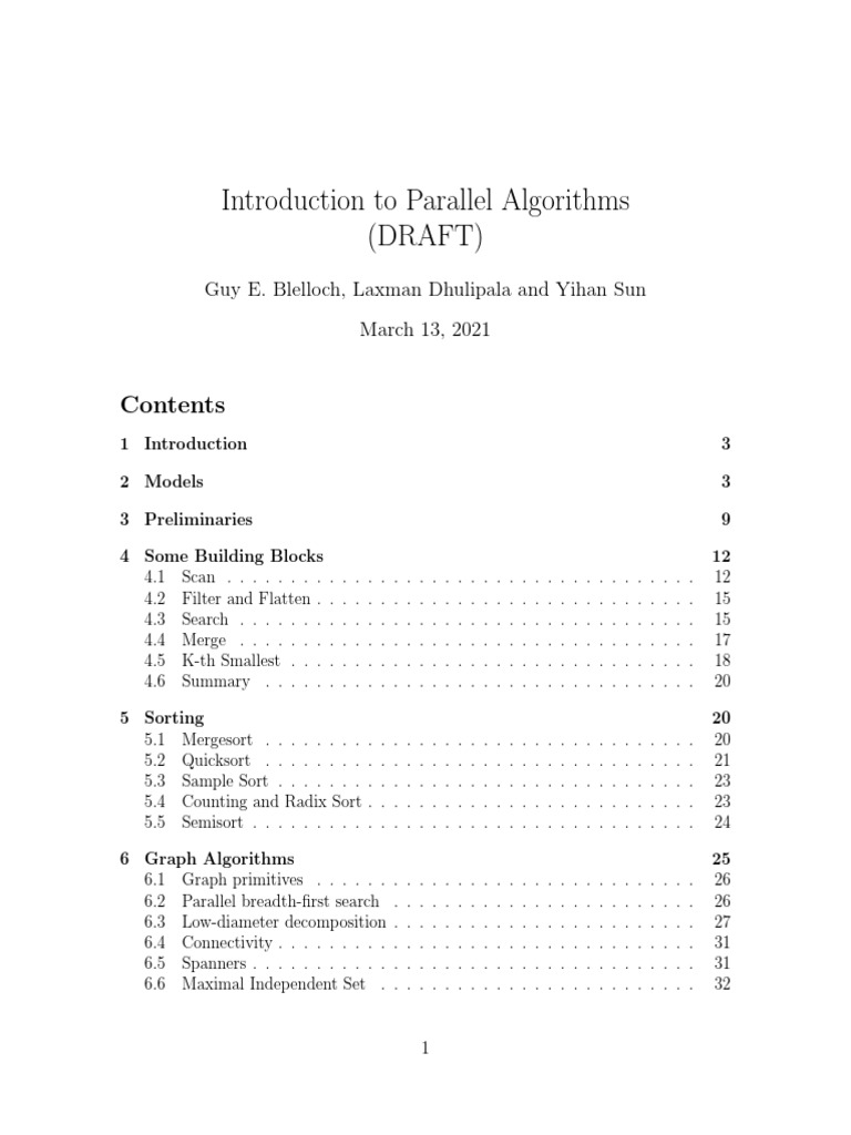 Guy E Intro To Parallel Algorithms | PDF Guy E Intro To Parallel Algorithms | PDF