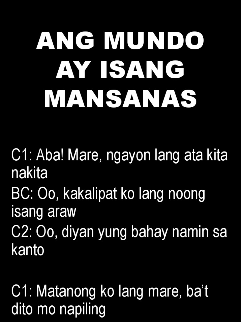 ANG MUNDO AY ISANG MANSANAS - PPT | PDF
