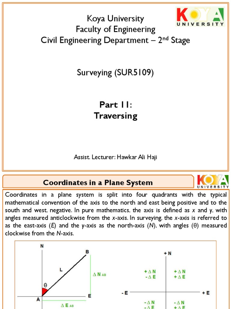 Part 11, Traversing | PDF | Cartesian Coordinate System | Surveying