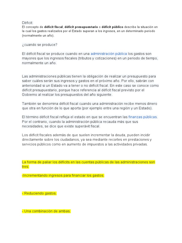 Deficit y Superavit Fiscal | PDF