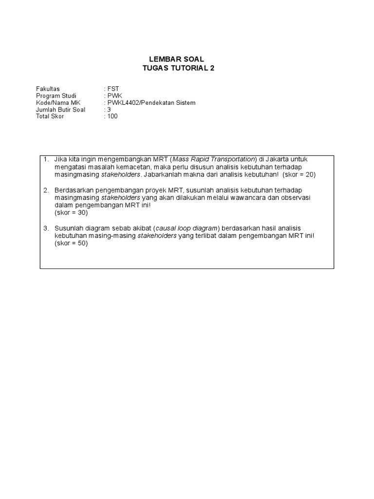 Soal PWKL4402 Tugas 2 | PDF