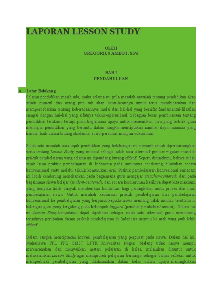 Laporan Lesson Study | PDF