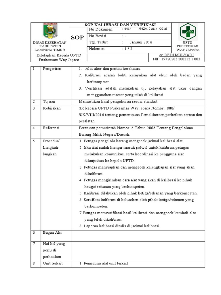 Sop Kalibrasi | PDF
