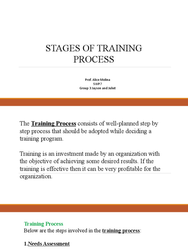 Stage Training Process Jaysonjuliet | PDF | Needs Assessment | Learning